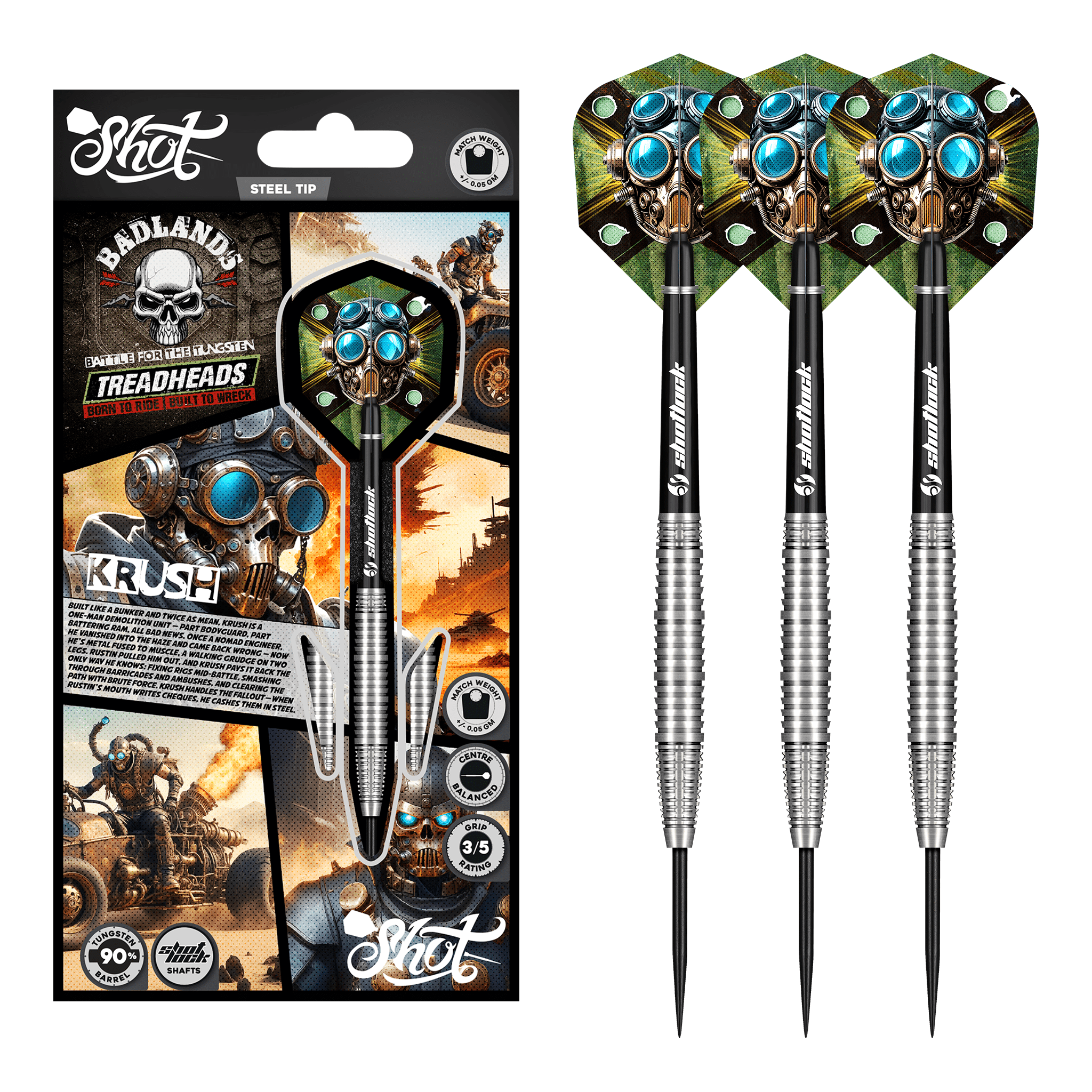 Buy Shot Badlands Krush - 90% Tungsten Steel Tip Darts from Darts Online