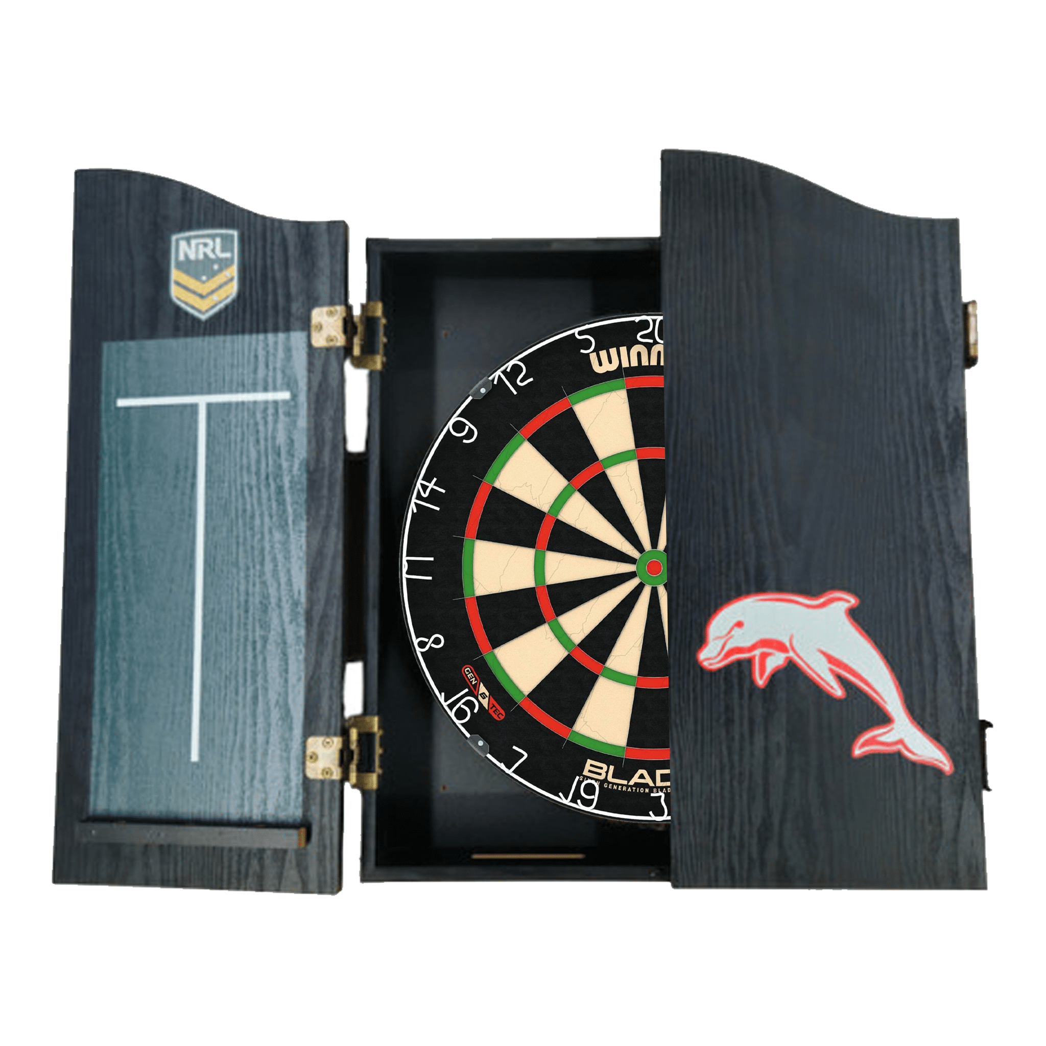Buy Winmau Blade 6 Dartboard, Official NRL Cabinet & Darts - Complete ...